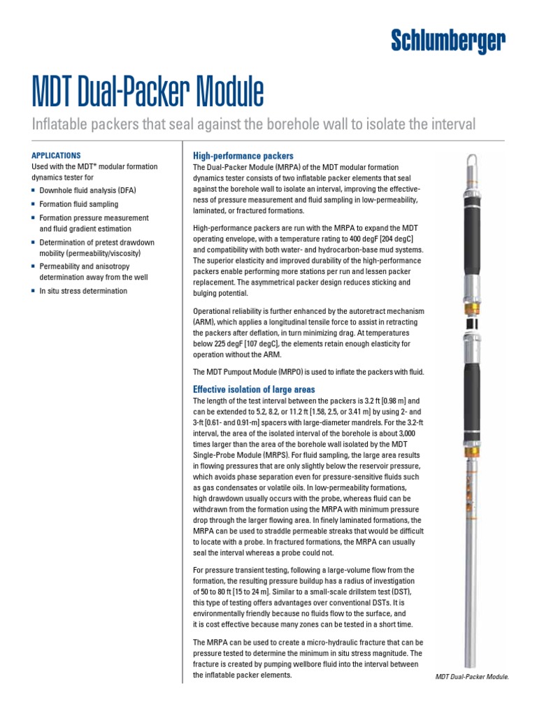 MDT Dual Packer Module Ps | PDF | Petroleum Reservoir | Pressure