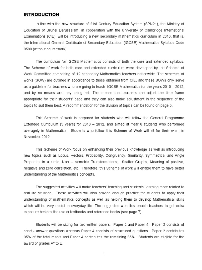 Maths Introduction Igcse Extended 3 Yrs | PDF | Teaching Mathematics ...