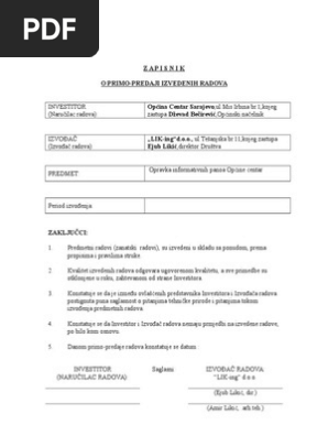 Zapisnik O Primopredaji Objavljen Je Zapisnik O Primopredaji Vlasti U