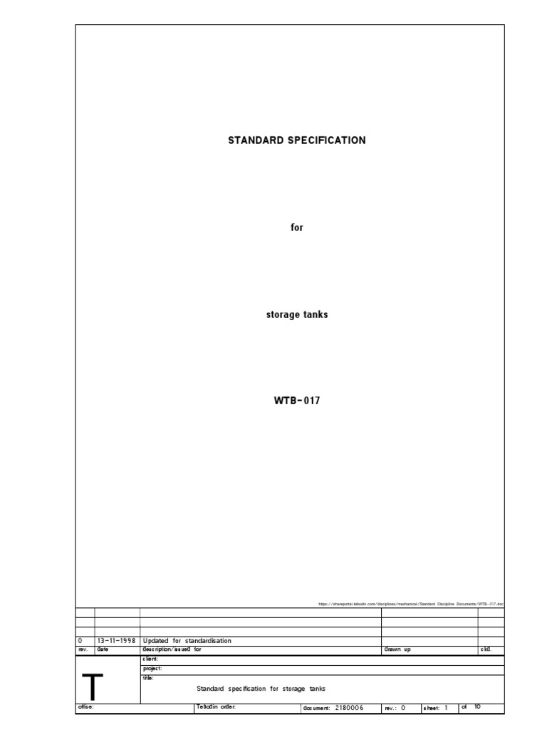 Standard Specification for Storage Tanks | PDF | Specification ...