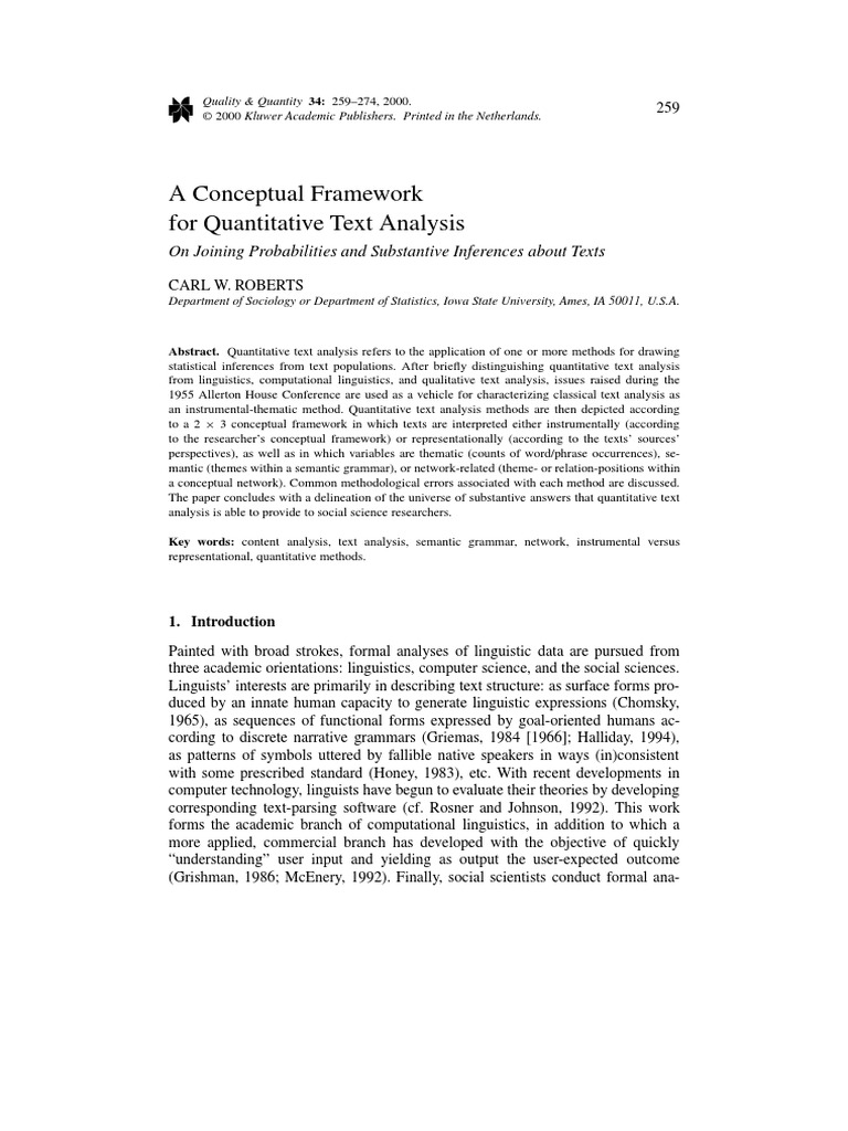Conceptual Framework For Quantitative Text Analysis | PDF ...