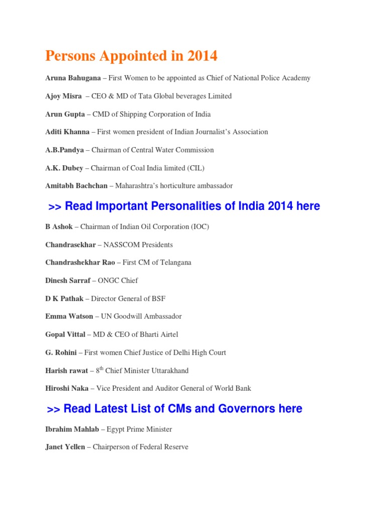 Persons Appointed in 2014 | PDF