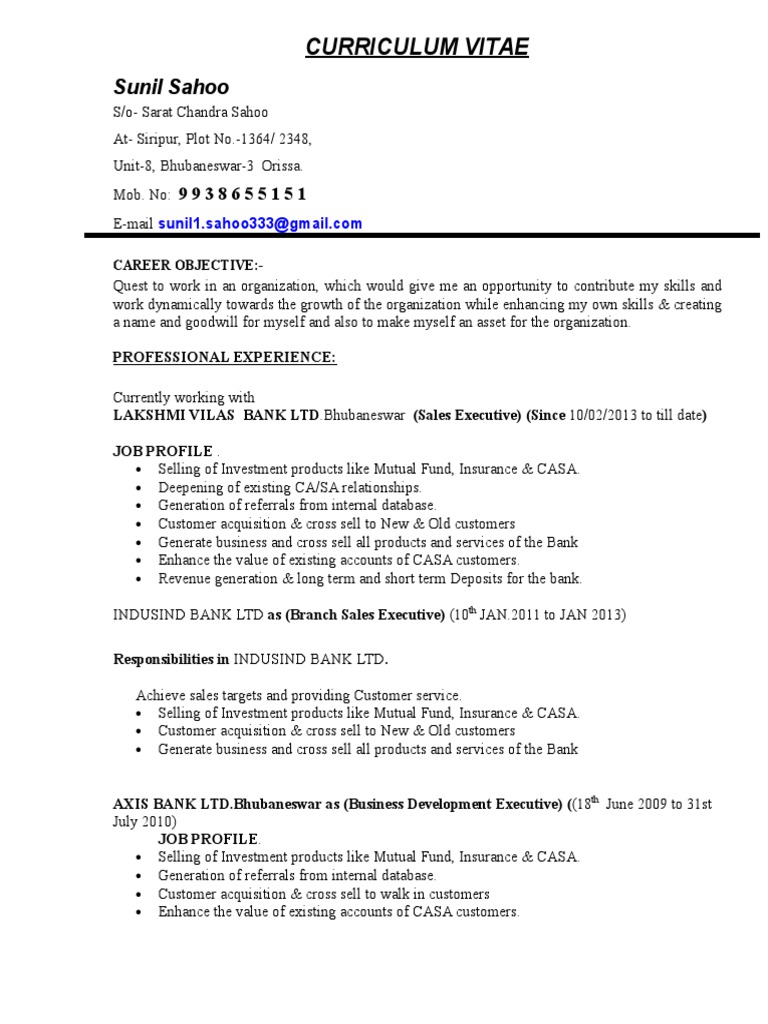 Sunil Sahoo CV | PDF | Mutual Funds | Banks