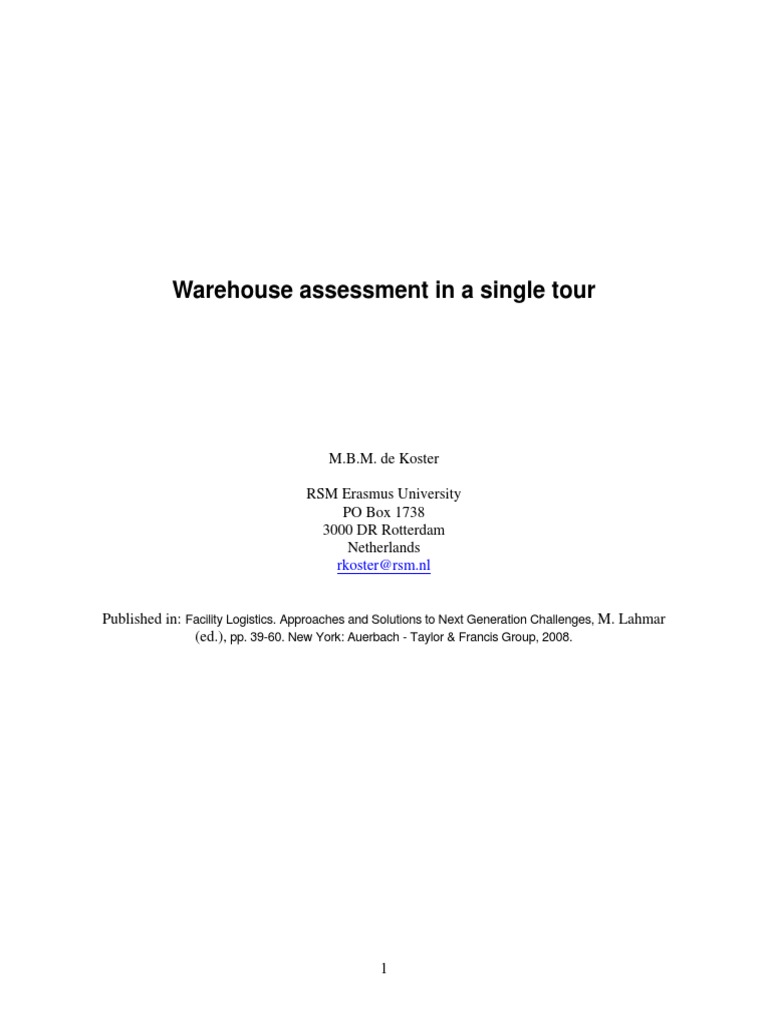 Warehouse Assessment Methodology | PDF | Warehouse | Inventory