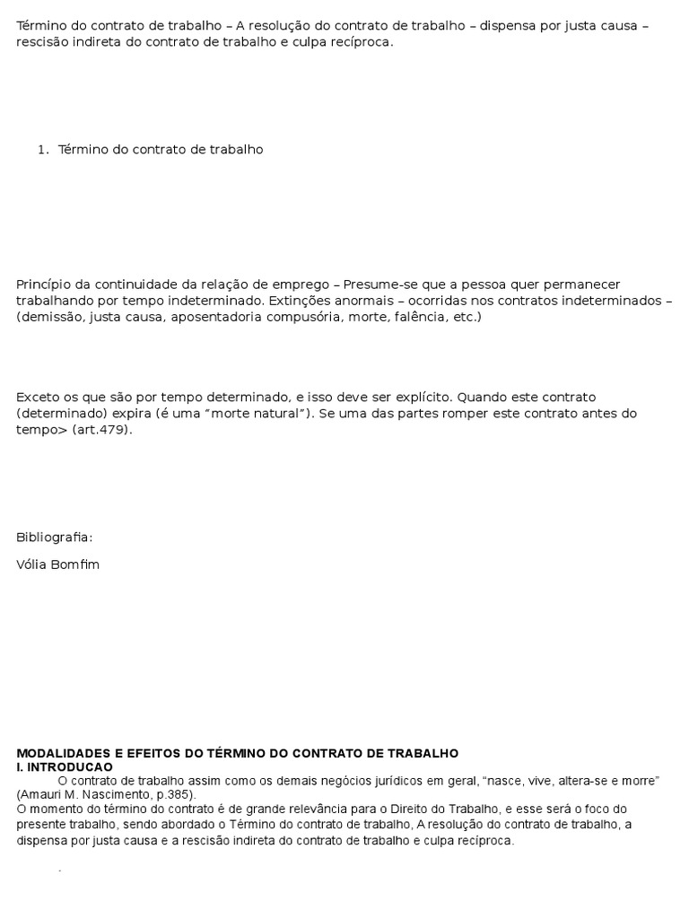 Término Do Contrato de Trabalho | Trabalho Temporário | Extinção
