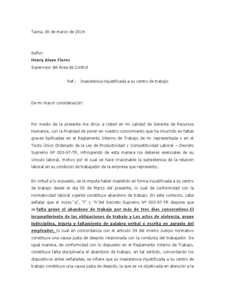 Carta Preaviso | PDF | Derecho laboral | Virtud