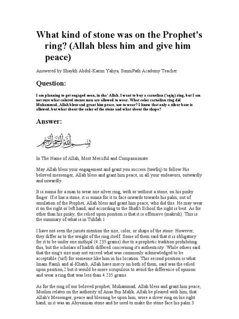 What Kind of Ring Was On The Prophet | PDF | Hadith | Muhammad