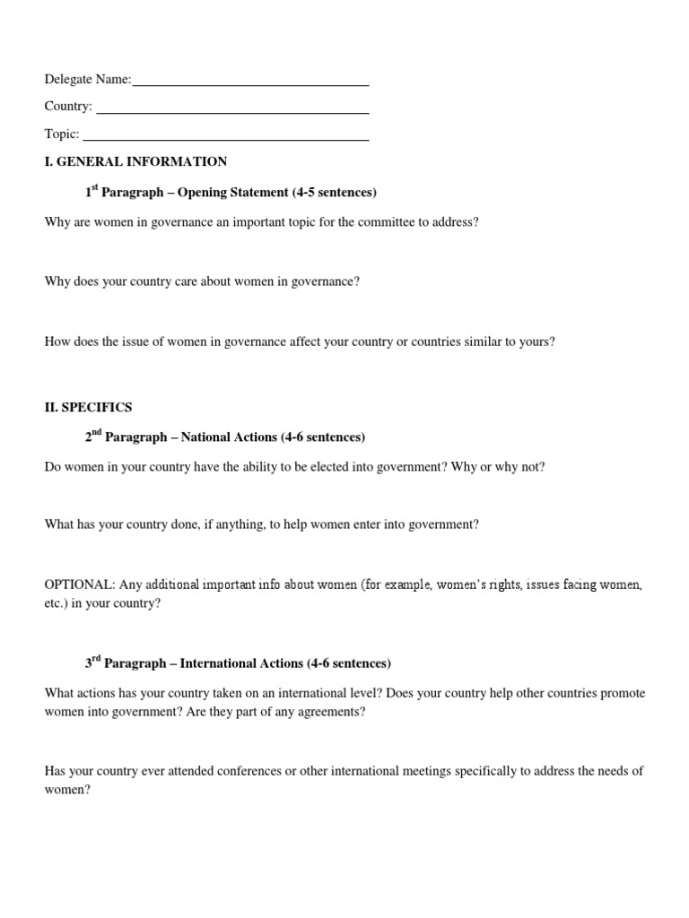 Position Paper Outline Bullet Points | PDF