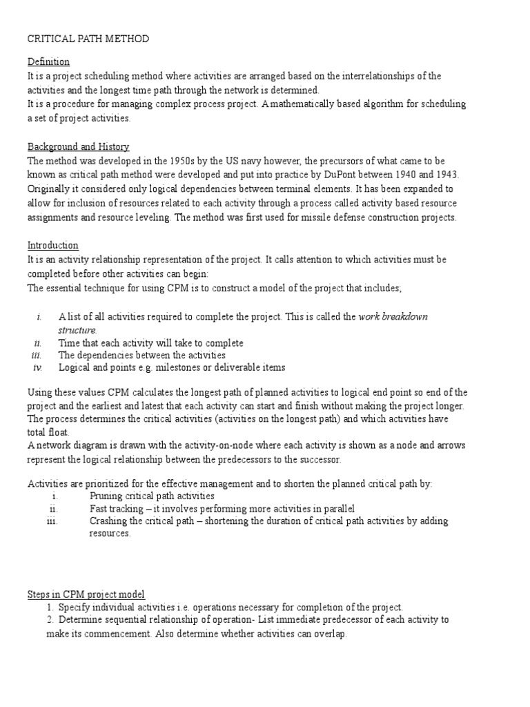 Critical Path Method | PDF | Areas Of Computer Science | Applied Mathematics