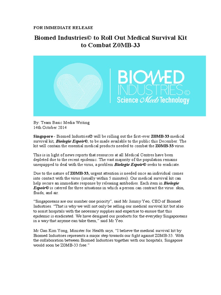 Biomed Industries Press Release | PDF | Antibiotics | Wound