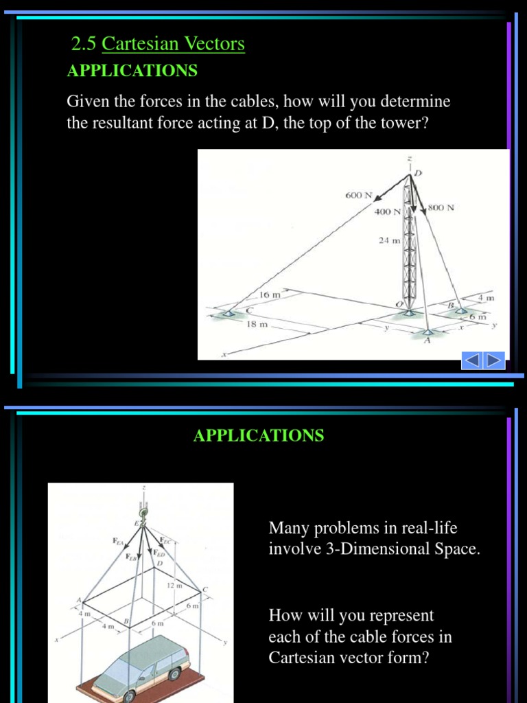 2.5 Cartesian Vectors: Applications | PDF | Euclidean Vector ...