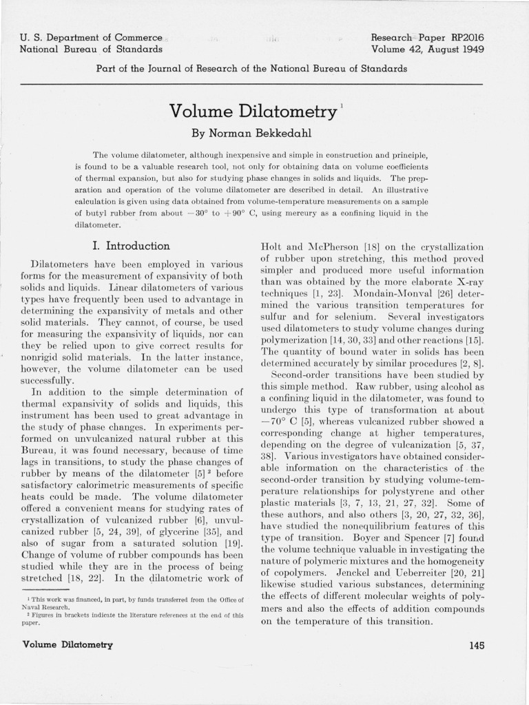 Volume Dilatometry | PDF | Density | Thermometer