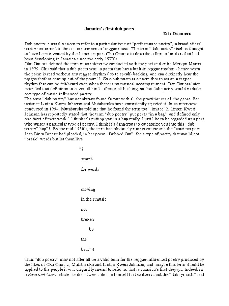 Dub Poets | PDF | Poetry | Reggae