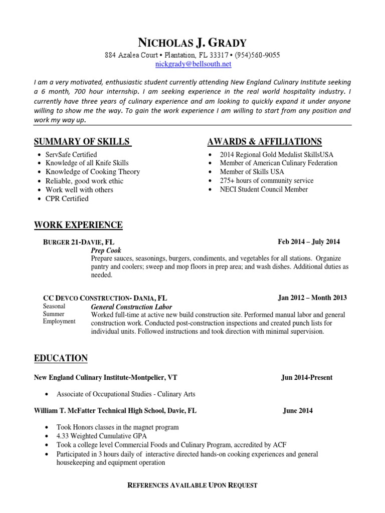 Resume Mod 2 | PDF | Cooking, Food & Wine