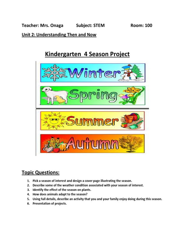 Kindergarten STEM: 4 Seasons Project | PDF