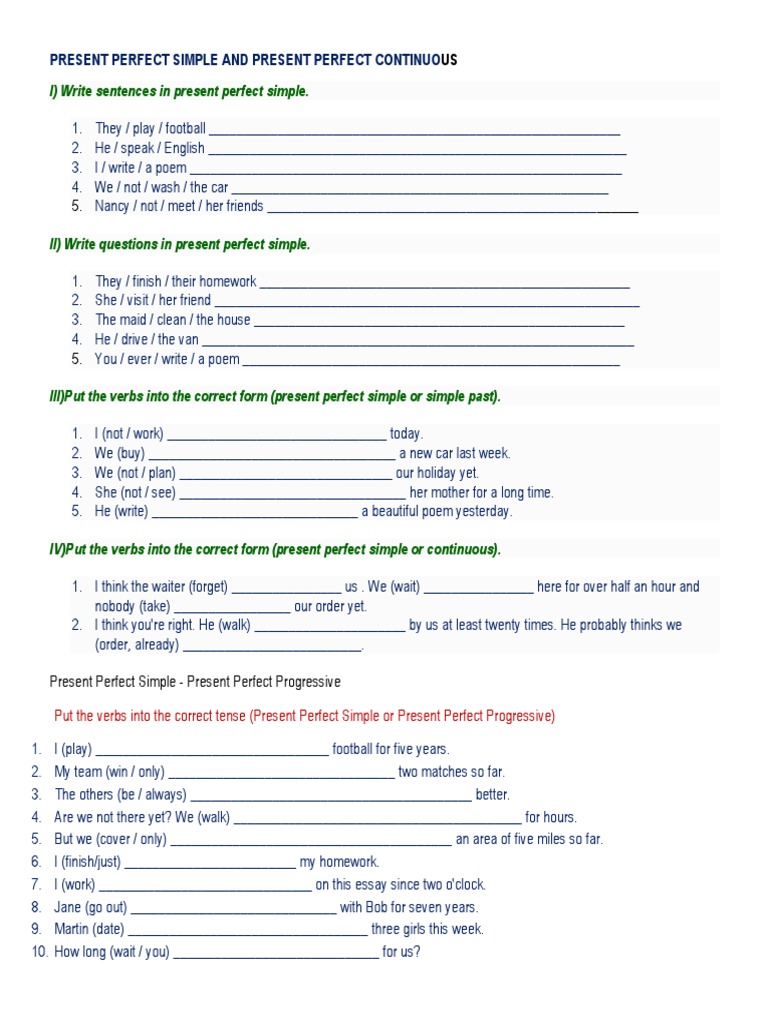 Present Perfect Simple and Present Perfect Continuous | PDF | Rules ...