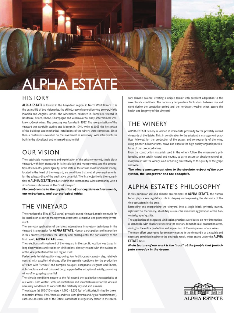 Alpha Estate Profile | PDF | Vineyard | Winery
