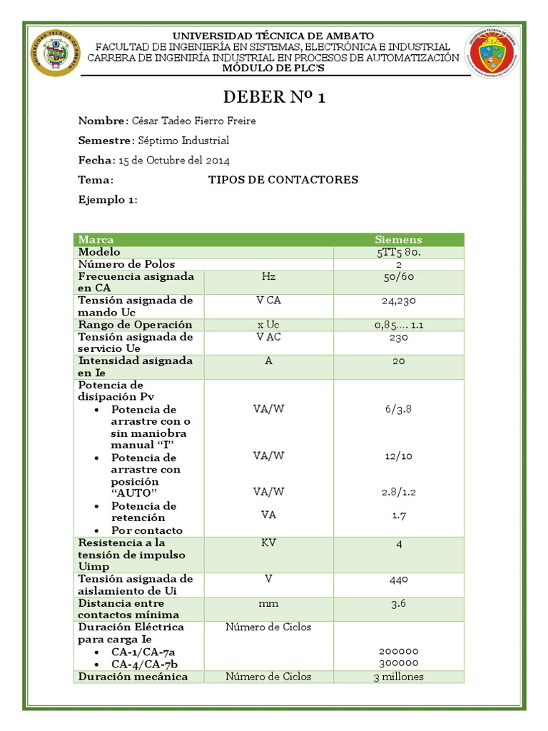 Ejemplos de Tipos de Contactores | PDF | Informática | Tecnología