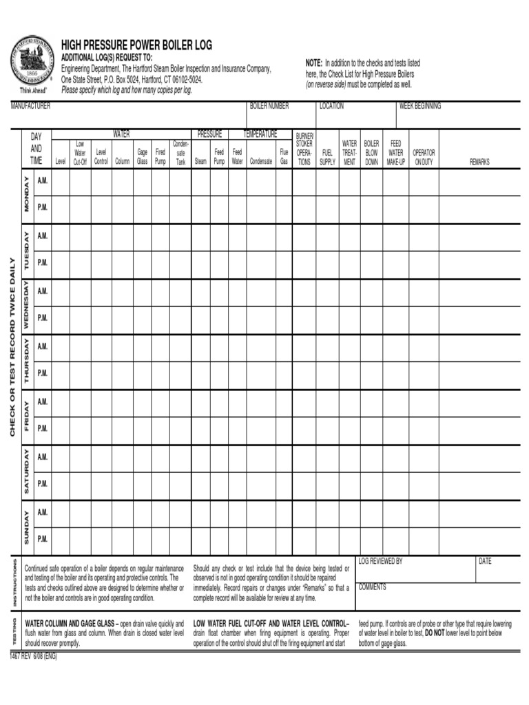 Steam Boiler Inspection Checklist