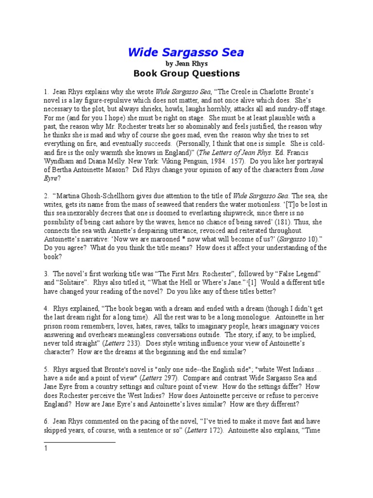 Wide Sargasso Sea | PDF | Jane Eyre | Narration