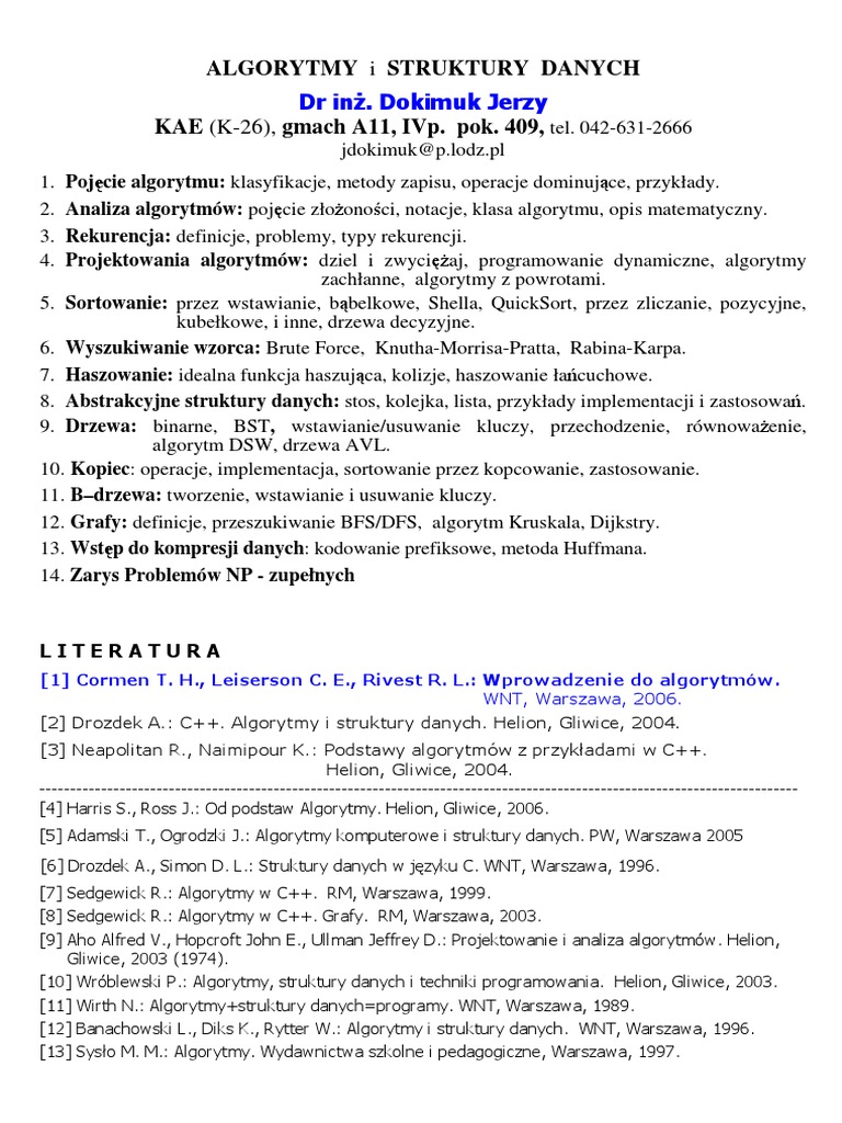 Algorytmy I Struktury Danych | PDF