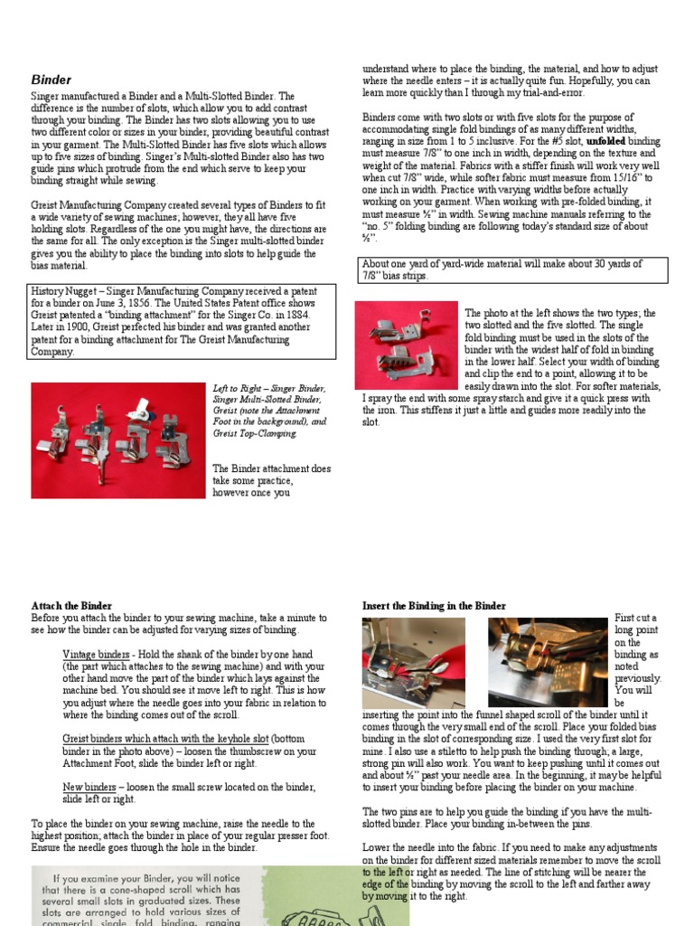Using Binders for Sewing Techniques | PDF | Bookbinding | Sewing