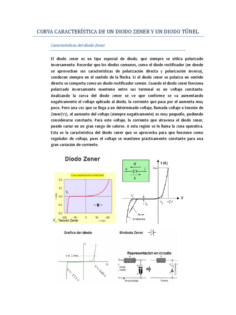 Curva Característica de Un Diodo Zener y Un Diodo Túnel | PDF | Diodo | Rectificador