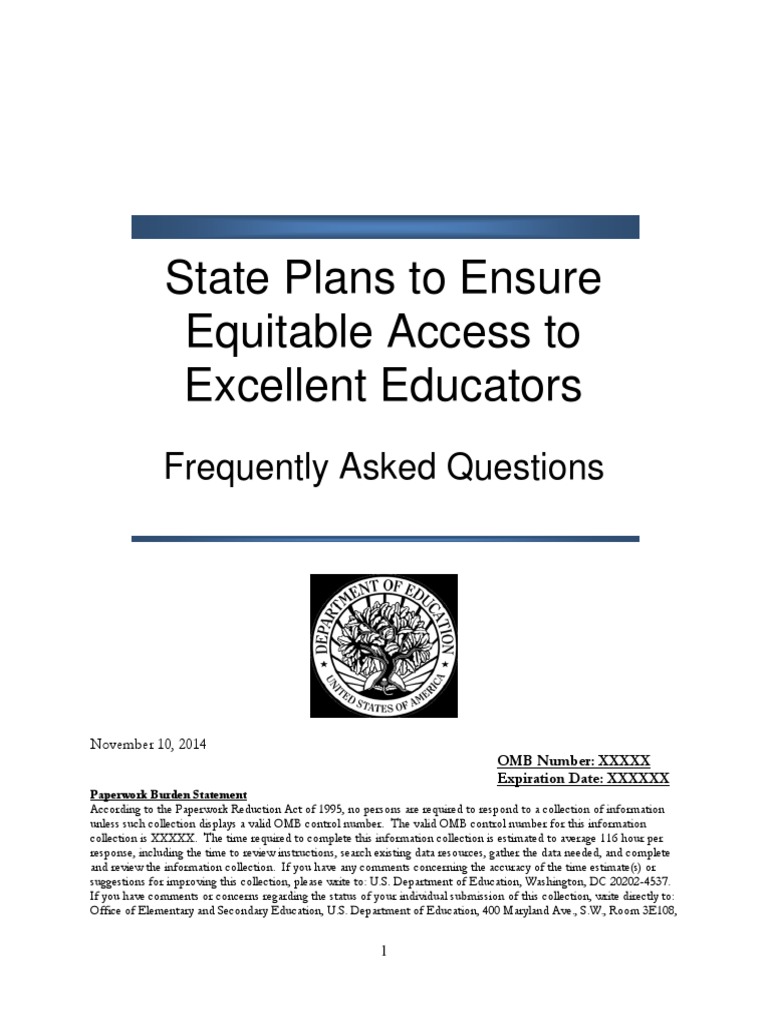 State Plans for Educator Equity FAQs | PDF | Elementary And Secondary ...