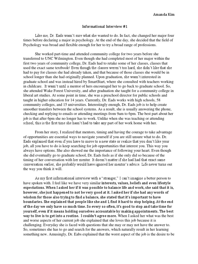 Informational Interview Summary 1 | PDF | Psychology | Employment