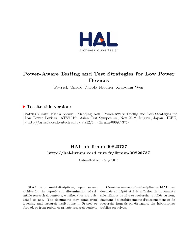Power Aware Testing Strategies (Slides) PDF | PDF | Electrical Circuits ...