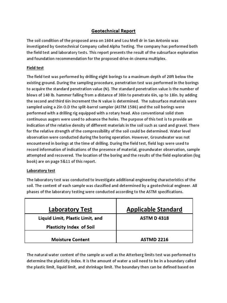 Geotechnical Report Final | PDF | Natural Materials | Earth Sciences
