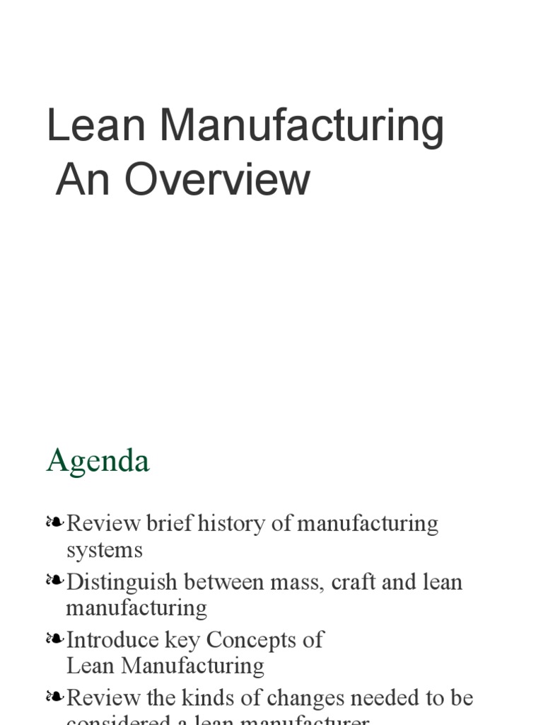 Lean Manufacturing Overview | PDF | Lean Manufacturing | Inventory