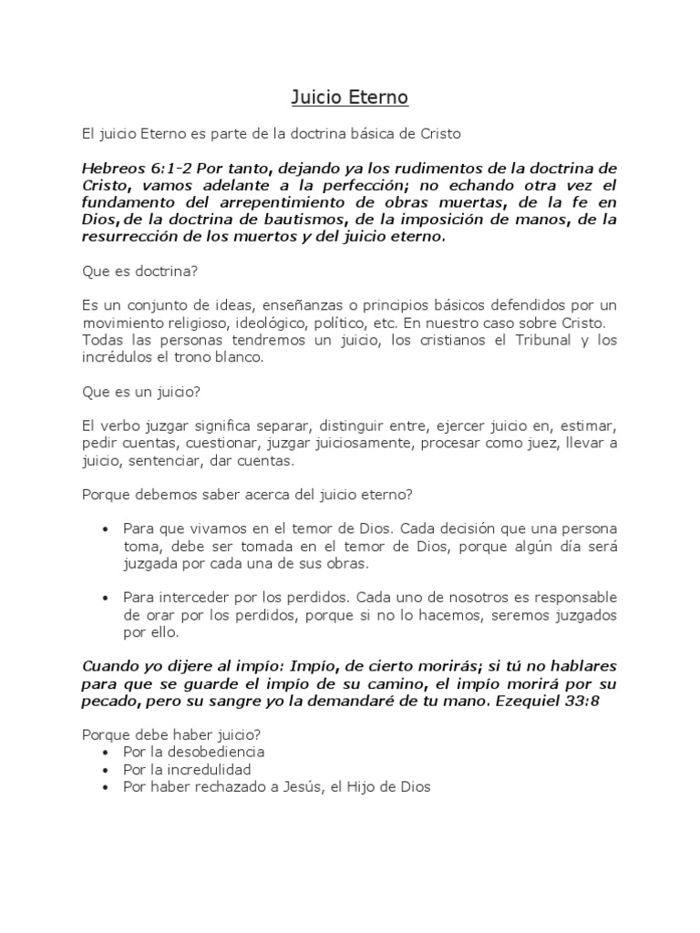 Juicio Eterno Clase | PDF | Cristo (título) | La resurrección de Jesús