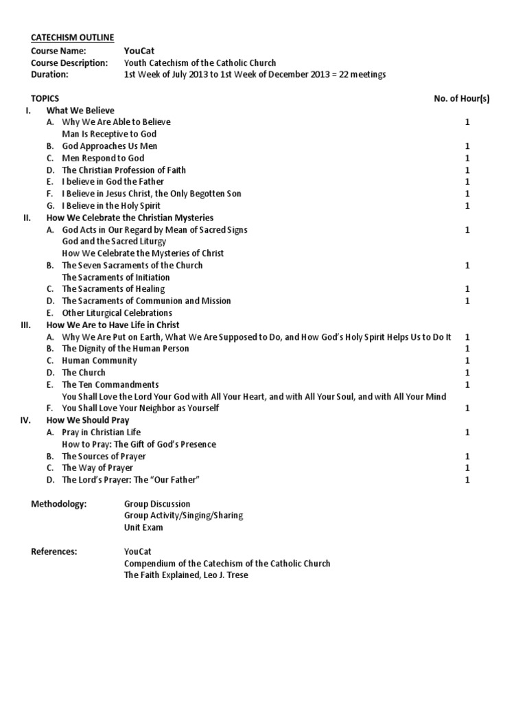 Catechism Outline (Youcat) | PDF