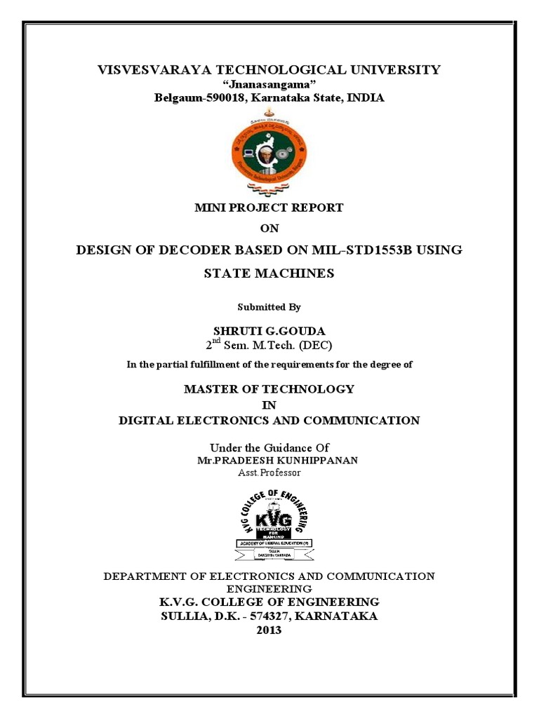 MIL-STD 1553B Project Report | PDF | Hardware Description Language | Vhdl