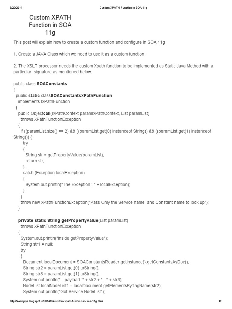Custom Xpath Function In Soa 11g Pdf Xslt X Path 1226