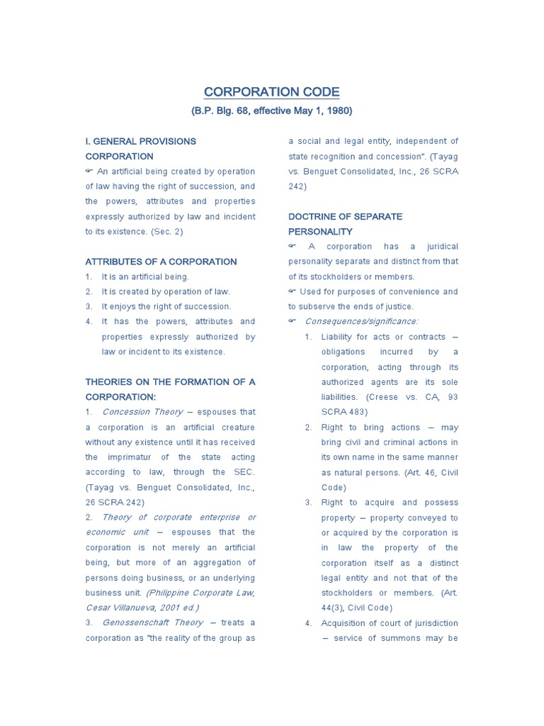 Corporation Code | PDF