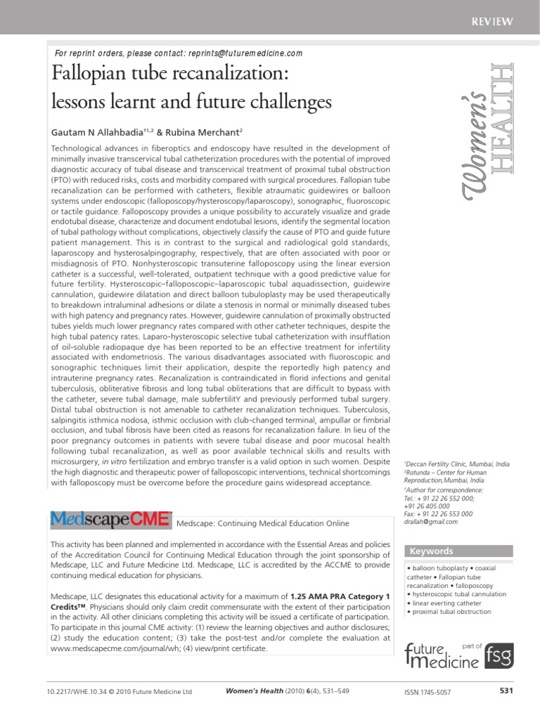Rekanalisasi Tuba Falopi | PDF | Clinical Medicine | Sexual Health
