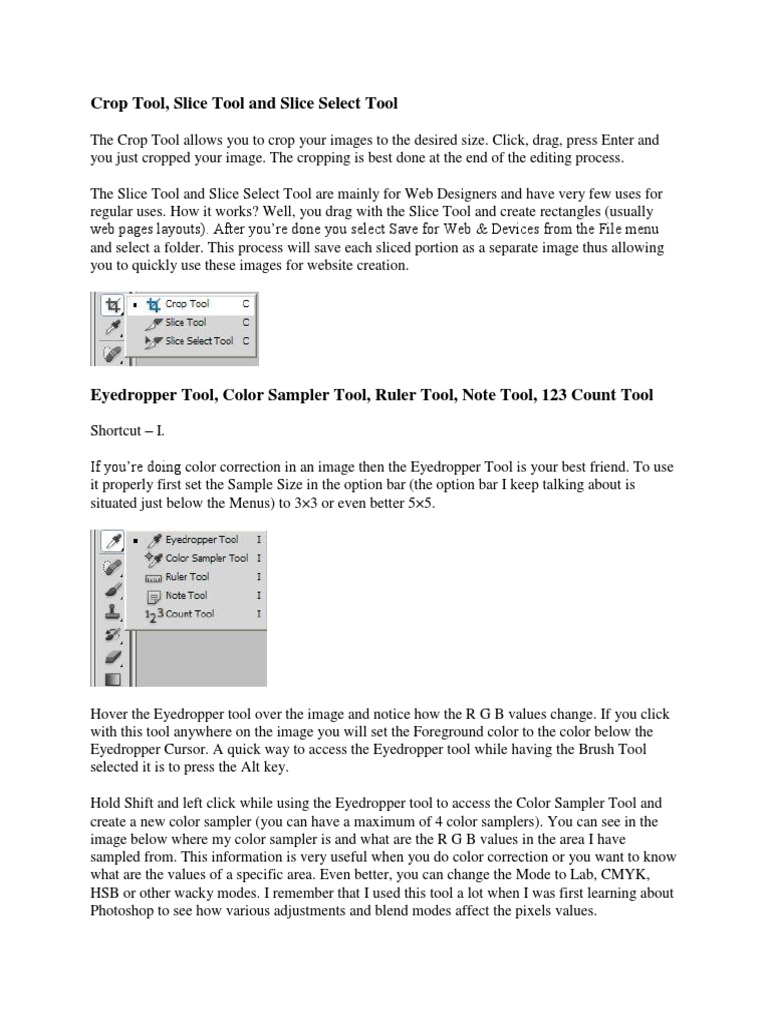 Crop Tool, Slice Tool and Slice Select Tool | PDF | Adobe Photoshop ...