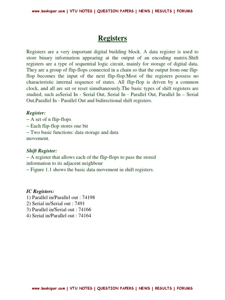 Unit 5 Registers | PDF | Computer Architecture | Electronics