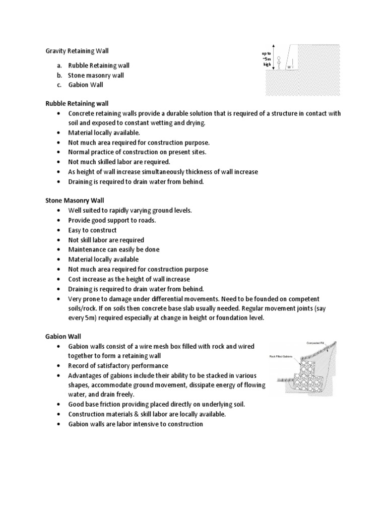 Rubble Retaining Wall: Up To 5m High | PDF | Deep Foundation | Masonry