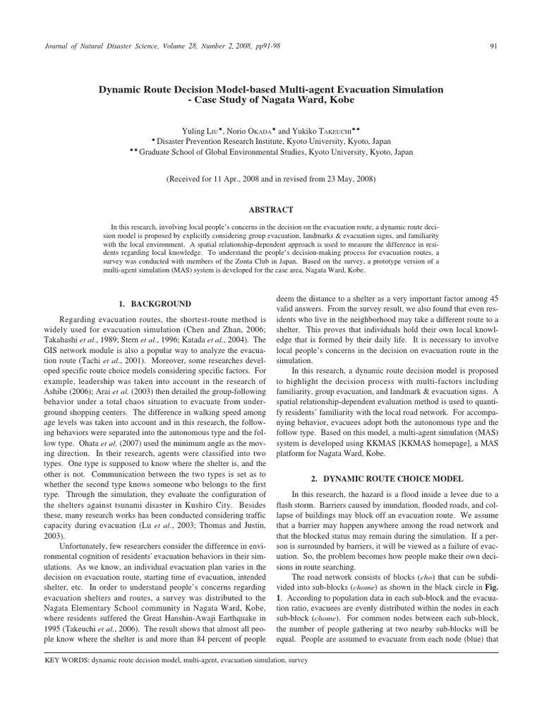 Dynamic Route Decision Model-Based Multi-Agent Evacuation Simulation ...
