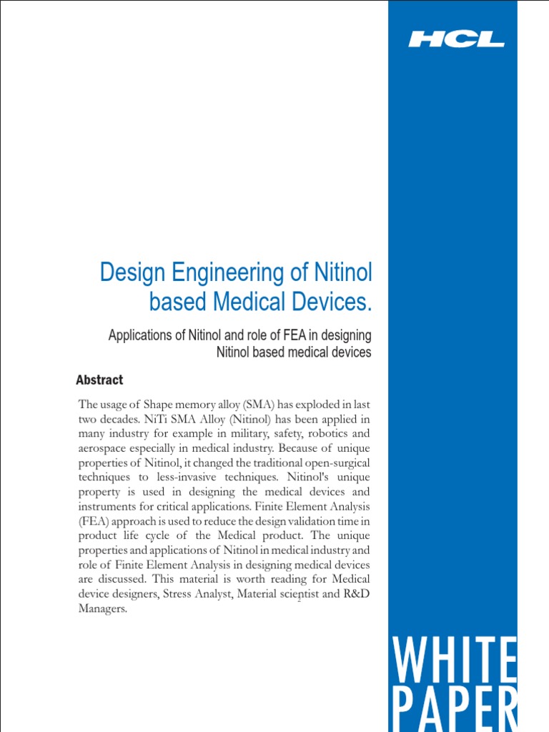 Design Engineering of Nitinol | PDF | Biomarker (Medicine) | Shape ...