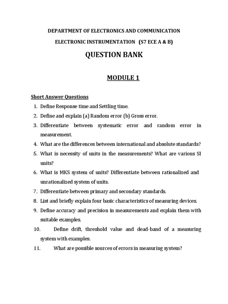 Ei Model Test Question Bank | PDF | Accuracy And Precision ...