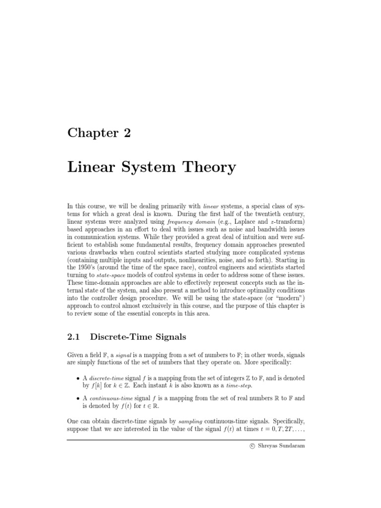 Linear System Theory: 2.1 Discrete-Time Signals | PDF | Control Theory ...