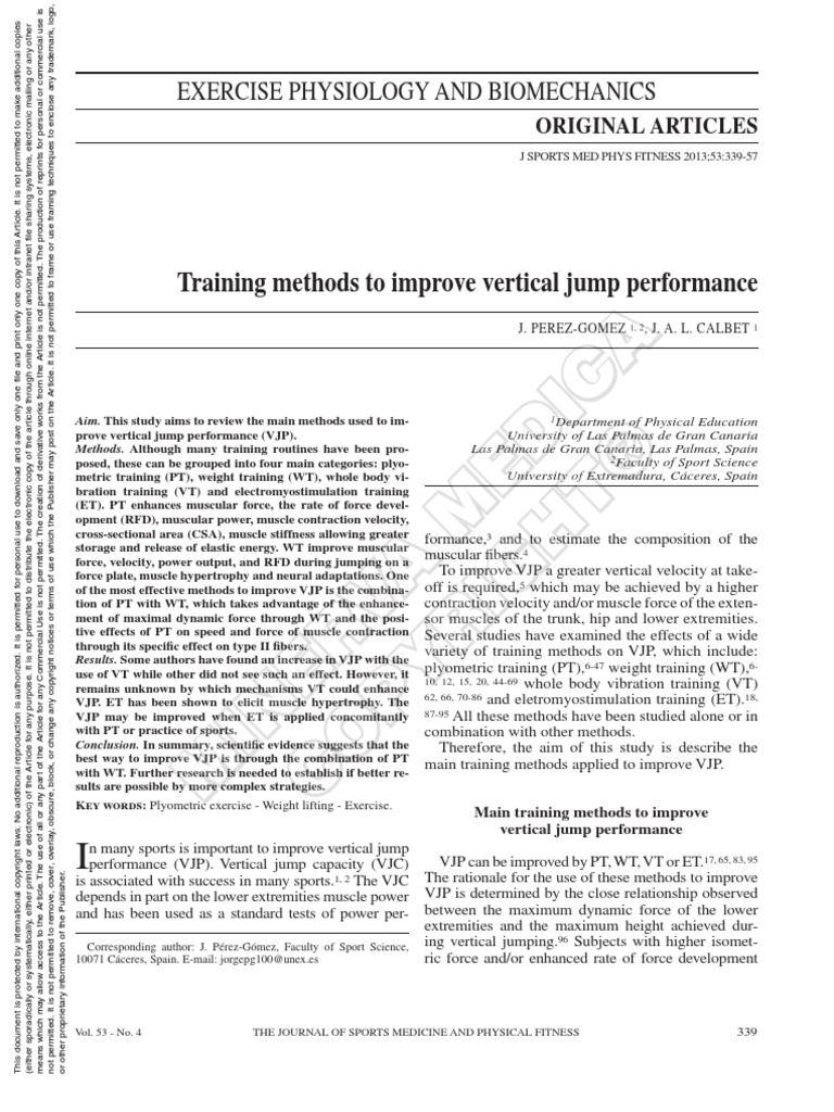 2013 - Training Methods To Improve Vertical Jump Performance | PDF ...