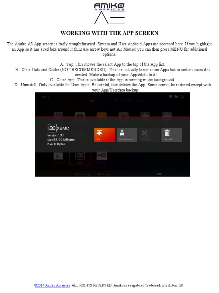 Amiko A3 App Screen Guide | PDF | Technology & Engineering