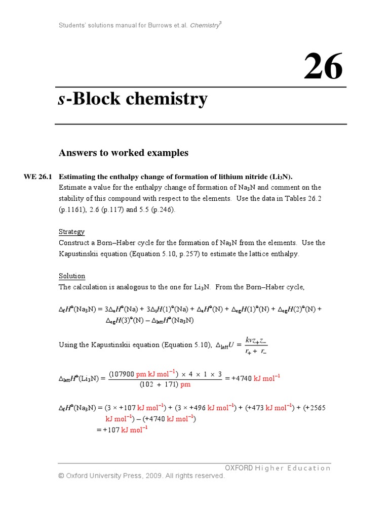 S-Block Chemistry: Answers To Worked Examples | Download Free PDF ...