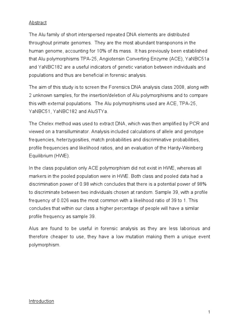 Forensics Lab Report | PDF | Agarose Gel Electrophoresis | Polymerase ...
