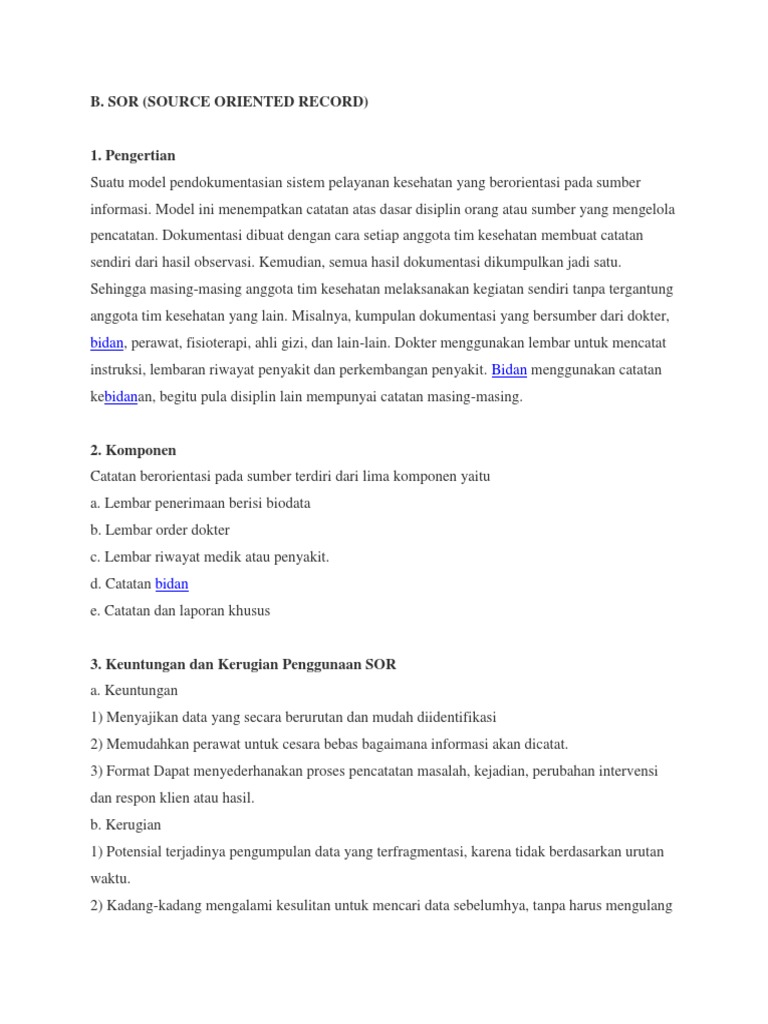 B. Sor (Source Oriented Record) : Bidan Bidan Bidan | PDF | Sains & Matematika